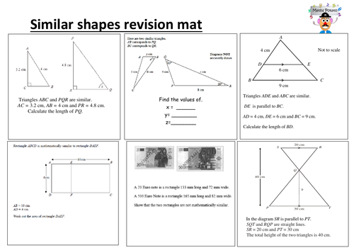 Similar shapes higher/foundation GCSE revision mat | Teaching Resources