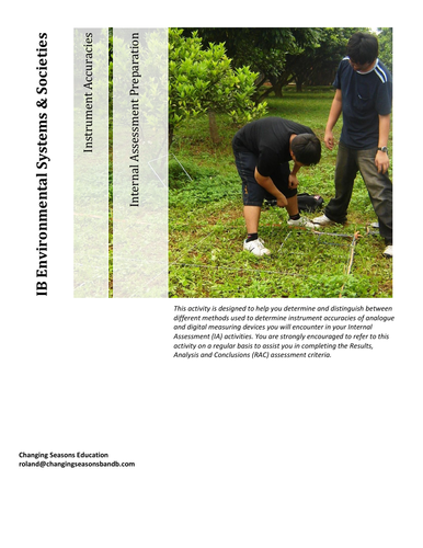 IB DP Environmental Systems & Societies - IA Preparation - Instrument ...