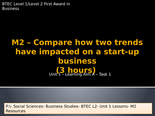 BTEC Level 2 First Award in Business Unit 1 Learning Aim A, B and C ...