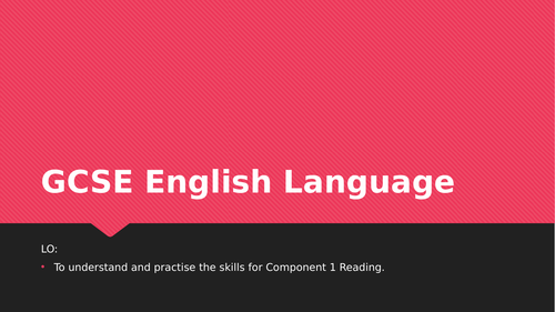 GCSE Component 1 Reading | Teaching Resources