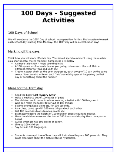 100 Days of School - Activities! | Teaching Resources