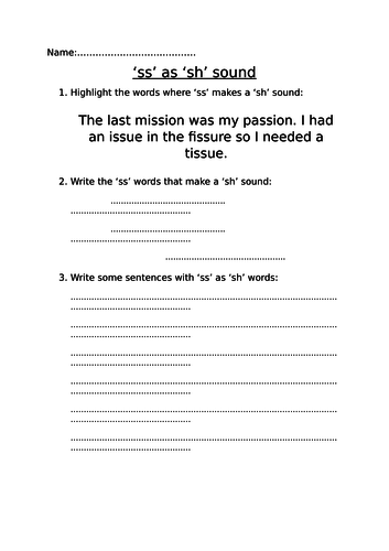 Phoneme Spotter 'ss' as 'sh' | Teaching Resources