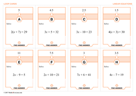Linear Equations (Treasure Hunt) | Teaching Resources