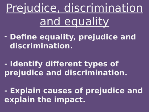AQA Social Justice - Prejudice and Discrimination | Teaching Resources