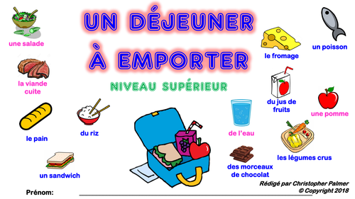 French: A packed lunch with verbs 'boire' and 'manger' and use of the ...