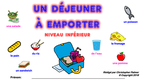 French: A packed lunch with verbs 'boire' and 'manger' and use of the ...