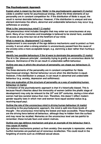 Sample Exam Questions #2 - A2 Psychology - Approaches | Teaching Resources