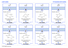 Pythagoras with Surds (Treasure Hunt) | Teaching Resources