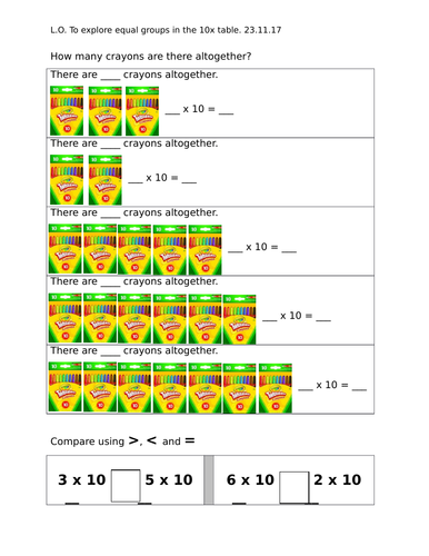 2x 5x 10x table worksheets, Year 2, differentiated 2 ways | Teaching ...