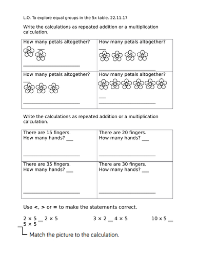 2x 5x 10x table worksheets, Year 2, differentiated 2 ways | Teaching ...
