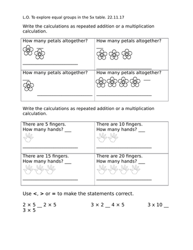 2x 5x 10x table worksheets, Year 2, differentiated 2 ways | Teaching ...