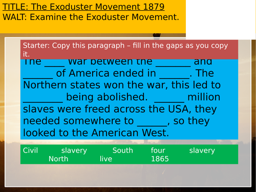 Exoduster Movement (American West (Edexcel history 9-1)) | Teaching ...