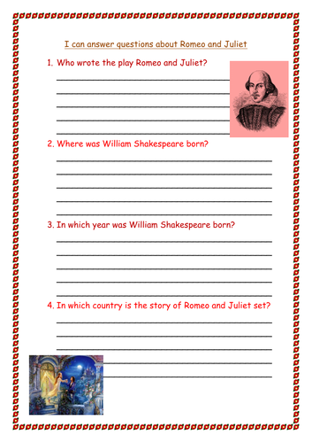 Romeo and Juliet Summary Comprehension Shakespeare Tudors | Teaching ...