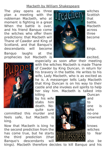 KS2 Macbeth Comprehension Shakespeare Tudors Summary | Teaching Resources