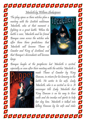 KS2 Macbeth Comprehension Shakespeare Tudors Summary | Teaching Resources