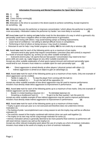 AQA GCSE exam questions - Sports Physchology | Teaching Resources