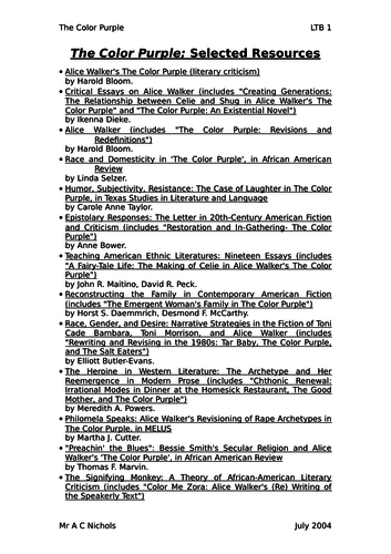 The Color Purple - here is pretty much everything you could ever want ...