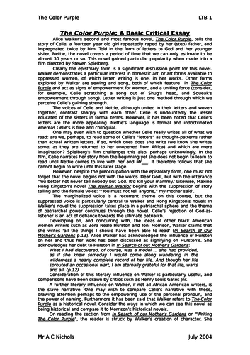 The Color Purple - here is pretty much everything you could ever want ...