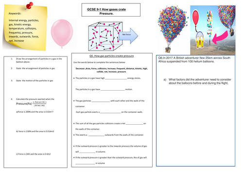 GCSE 9-1 pressure in gases | Teaching Resources