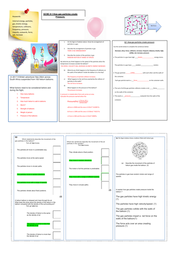 GCSE 9-1 pressure in gases | Teaching Resources