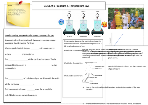GCSE 9-1 pressure in gases | Teaching Resources