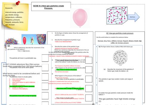GCSE 9-1 pressure in gases | Teaching Resources