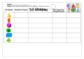 3d shape properties year 2 | Teaching Resources