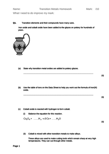Properties of Transition Metals (Chemistry Only) - New AQA Chemistry ...