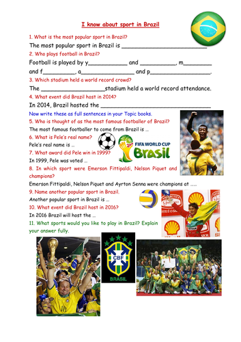 Sport in Brazil Information Text Comprehension Activity | Teaching ...