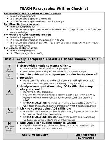 Paragraph Writing: Analysing Quotes for GCSE English Literature (AQA ...
