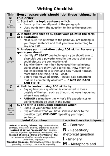Paragraph Writing: Analysing Quotes for GCSE English Literature (AQA ...