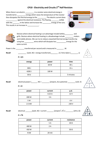 Cp10 Electricity And Circuits 1st Half Revision Edexcel Gcse 9 1
