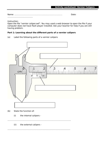 Vernier Caliper Flash File | Teaching Resources