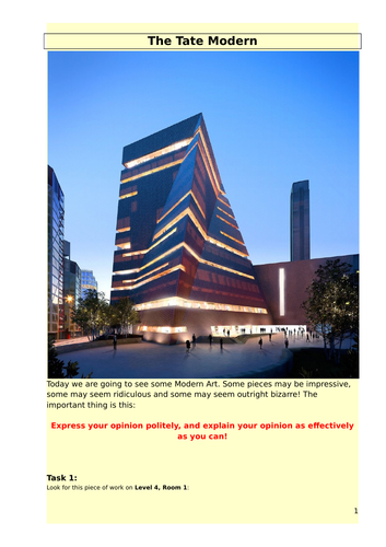 Tate Modern trip activity pack | Teaching Resources