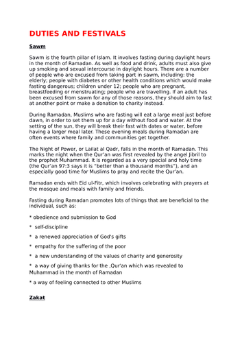 AQA GCSE Revision Spec A Islam | Teaching Resources