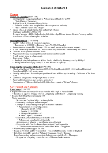 Richard I resource pack - A Level History | Teaching Resources