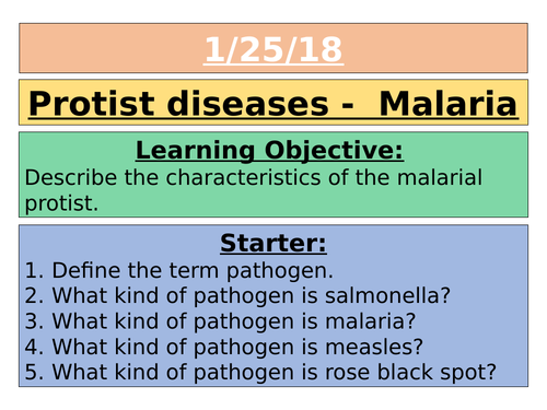 AQA GCSE 9-1 - Malaria (Protist disease) | Teaching Resources