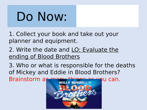 Blood Brothers Lesson on the Ending: Who is Responsible? (AQA ...