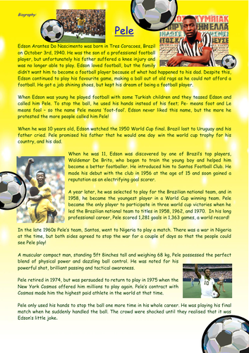 Pele Biography Comprehension Lesson | Teaching Resources