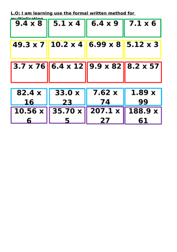 KS2 Year 5 Multiplying whole numbers and decimal numbers | Teaching ...
