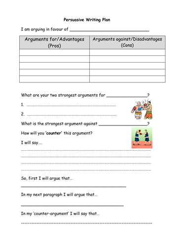 Persuasive Writing Plan | Teaching Resources