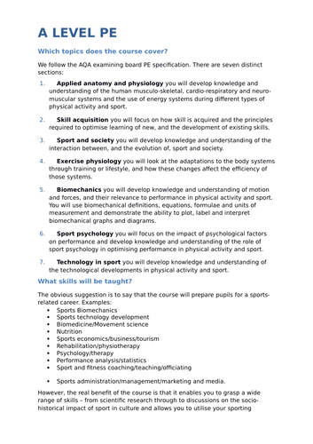 AQA A LEVEL PE - Year 11 Options Presentation | Teaching Resources