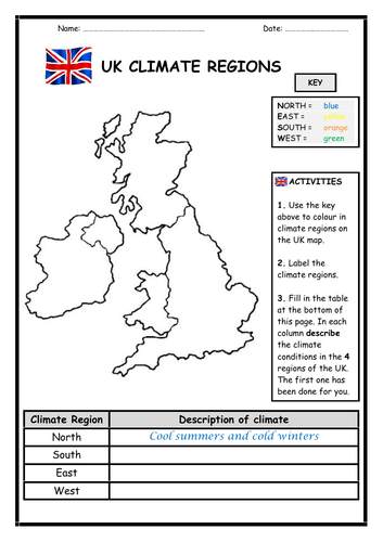 UK Climate Regions - PowerPoint + Worksheet | Teaching Resources