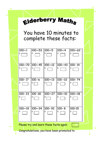 Year 3 Year 4 Addition and Subtraction Challenges Mental Maths Homework ...