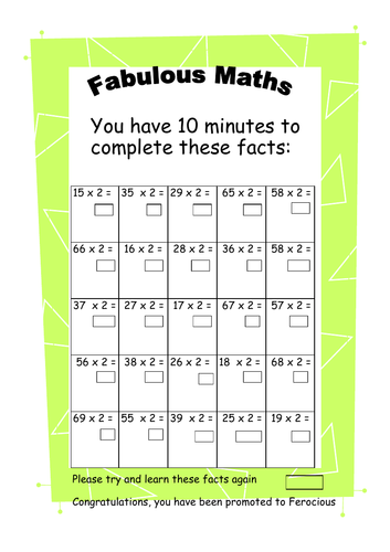 Year 4 Multiplication and Division Challenge Sheets Doubling and ...