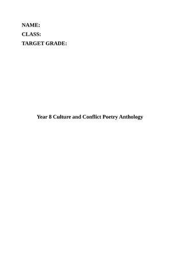 KS3: Conflict and Culture Poetry - a stimulus for Creative Writing ...