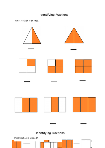 What fraction is shaded? Identifying fractions | Teaching Resources