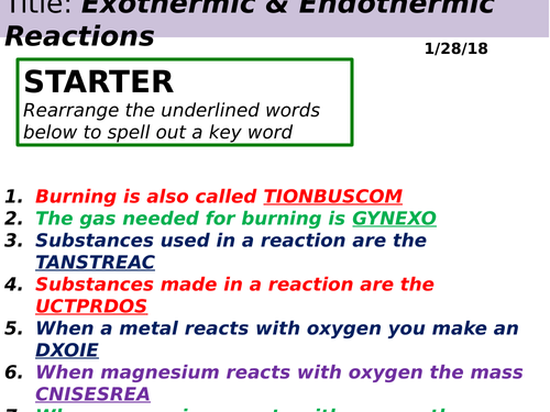 Endothermic & Exothermic Reactions - Chemical Energetics | Teaching ...