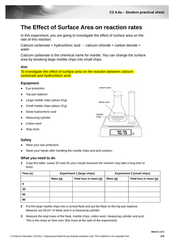 Effect of Surface Area - Rates of Reaction 2 | Teaching Resources
