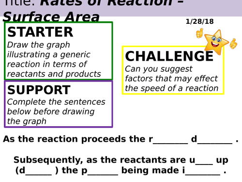 Effect of Surface Area - Rates of Reaction 2 | Teaching Resources